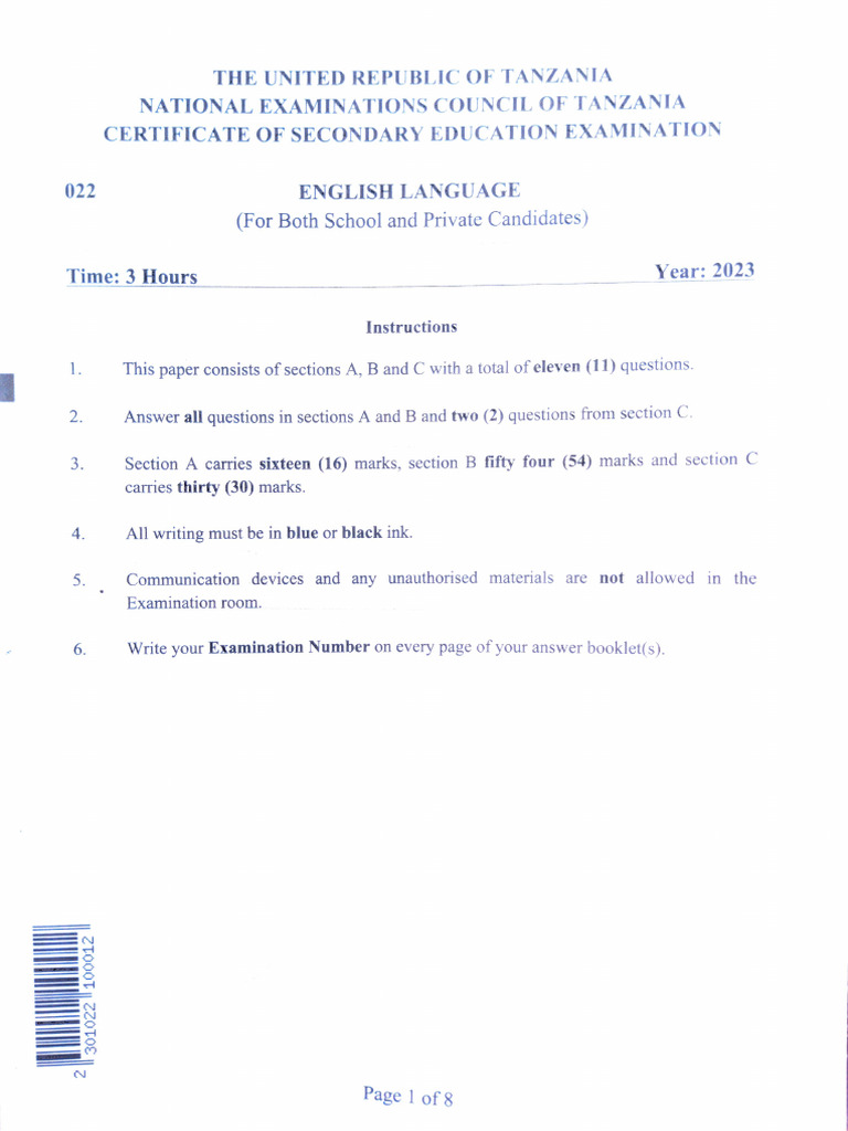 English F4 2023 | PDF