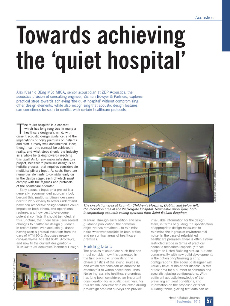 Achieving the Quiet Hospital Concept | PDF | Health Care | Duct (Flow)
