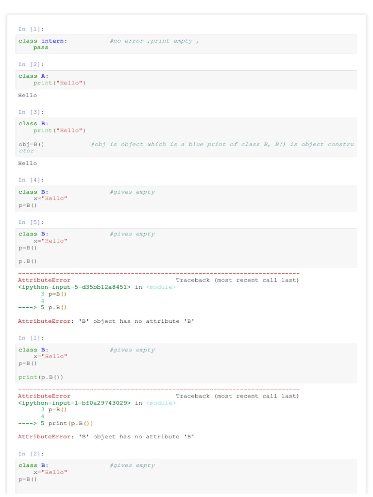Python Class and Object Errors | PDF | Inheritance (Object Oriented ...