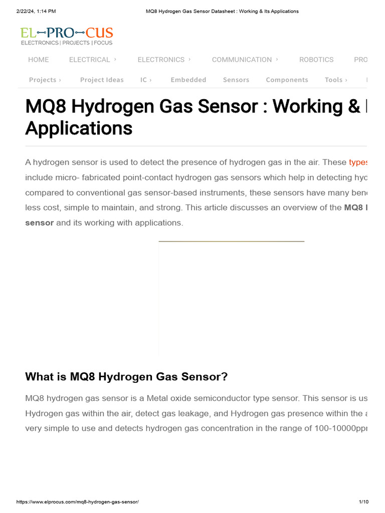 MQ8 Hydrogen Gas Sensor Datasheet - Working & Its Applications | PDF ... MQ8 Hydrogen Gas Sensor Datasheet - Working & Its Applications | PDF ...