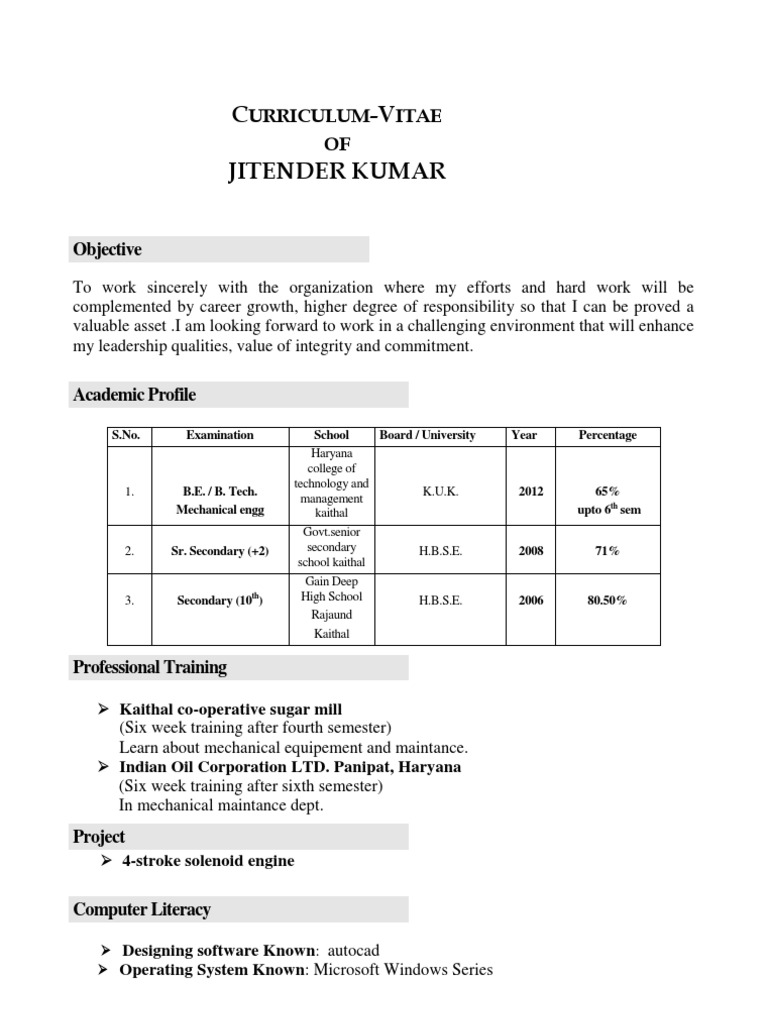 Jitender Kumar's Professional CV | PDF | Technology & Engineering