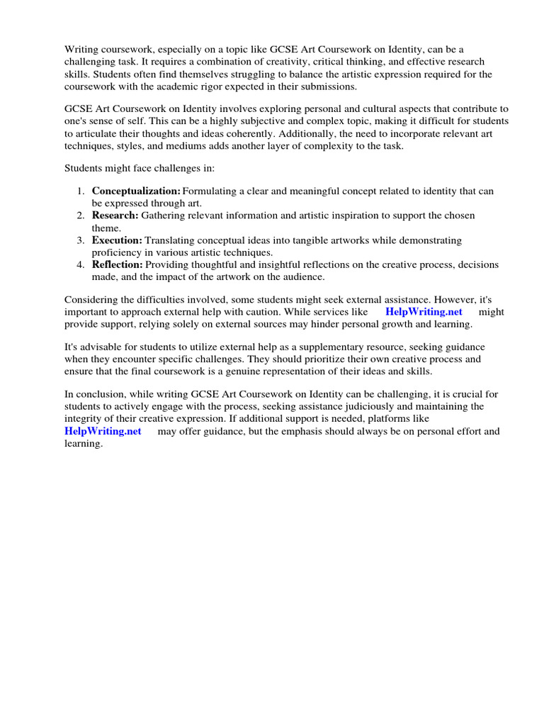 Gcse Art Coursework Identity | PDF | Thought | Creativity