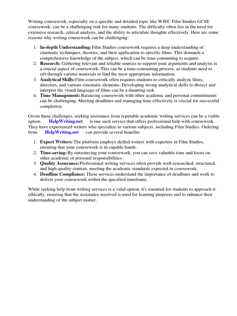 Wjec Film Studies Gcse Coursework Examples | PDF | Data Analysis ...