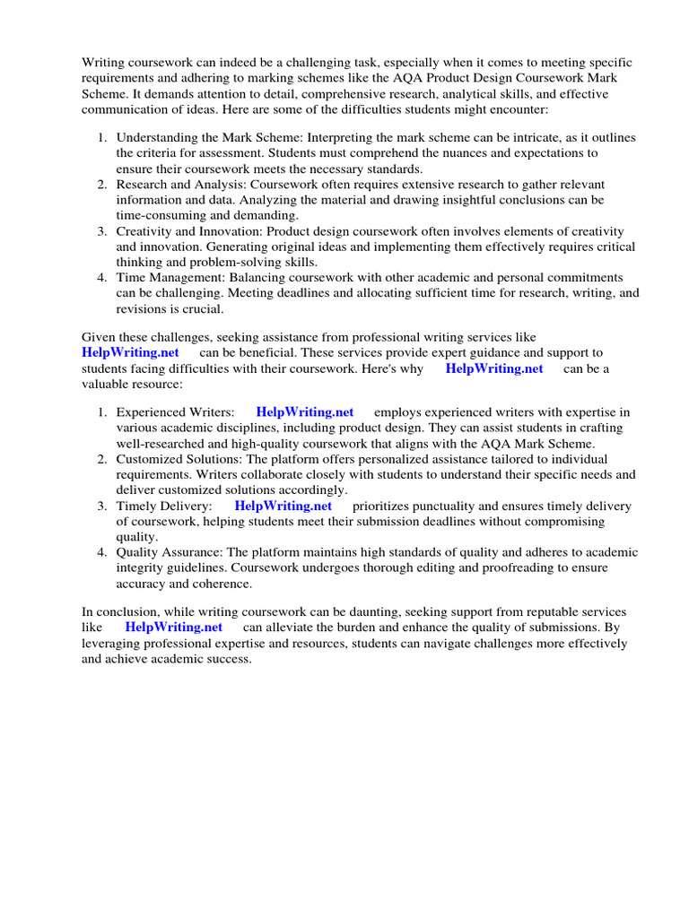 Aqa Product Design Coursework Mark Scheme | PDF | Gce Advanced Level ...