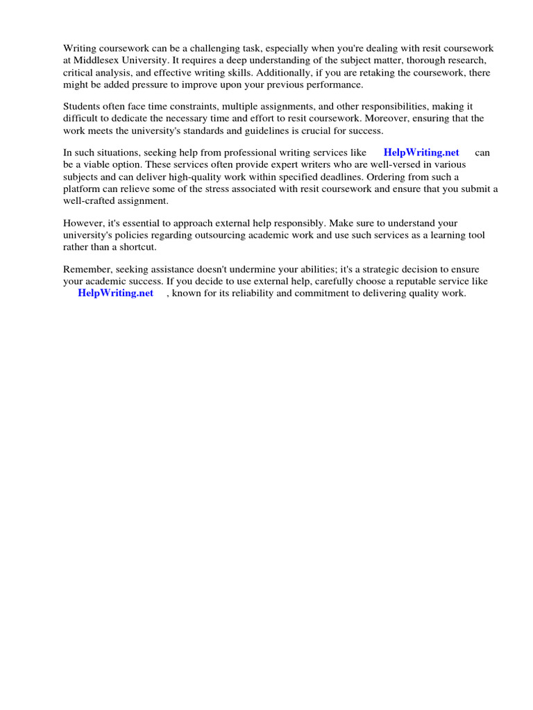 Resit Coursework Middlesex University | PDF | Career & Growth