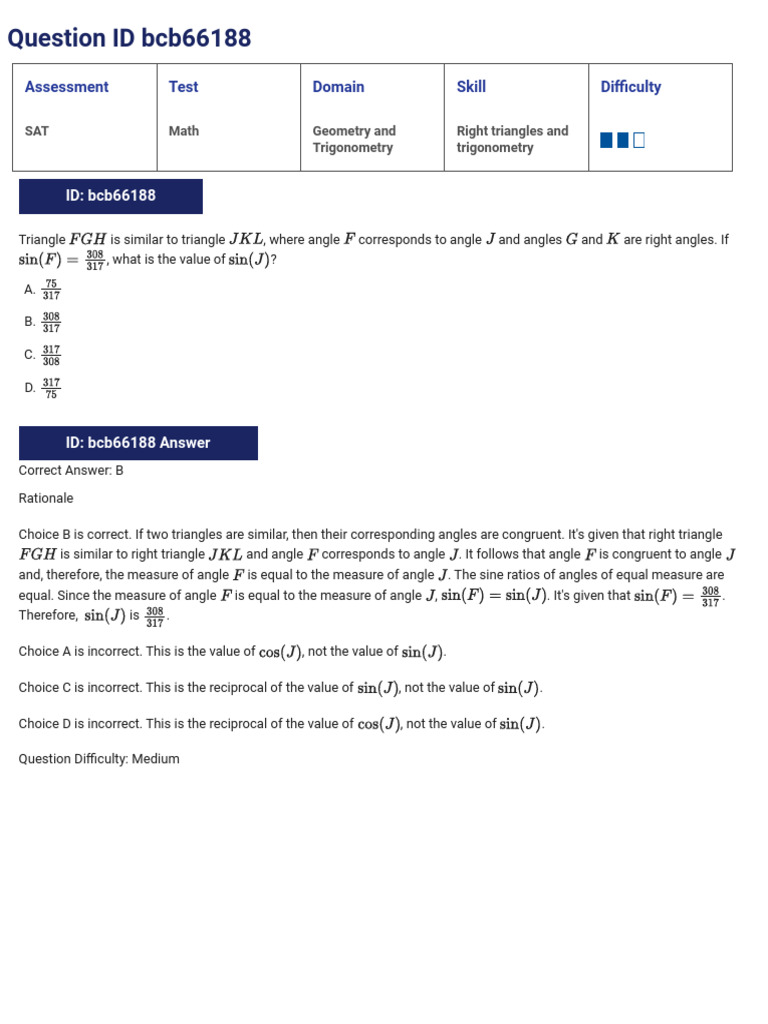 SAT Geometry & Trigonometry Practice Questions | PDF | Triangle ...