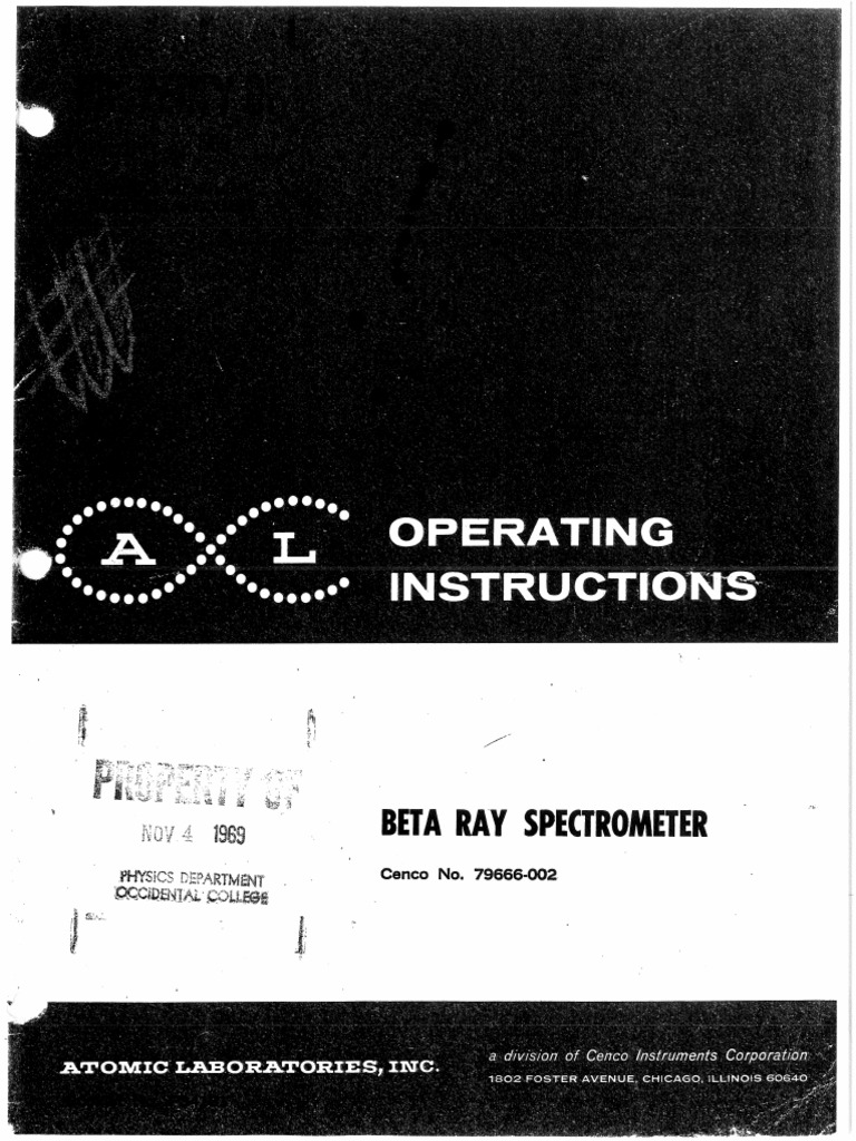 Atomic Laboratories Beta Ray Spectrometer Manual | PDF