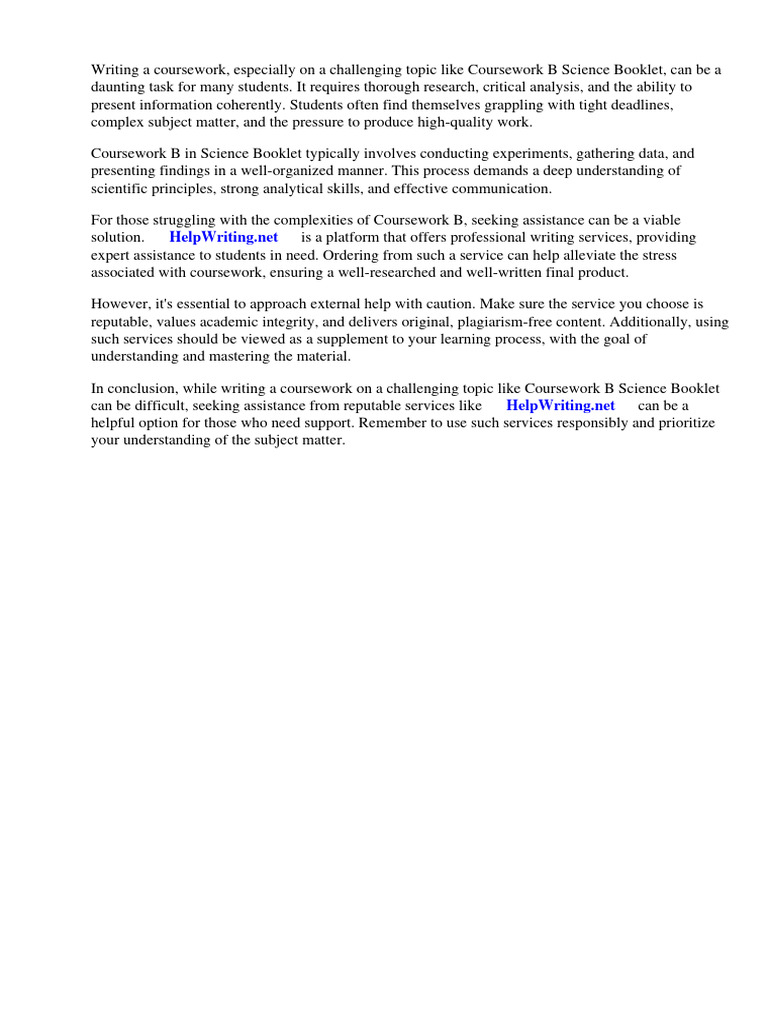 Coursework B Science Booklet | PDF