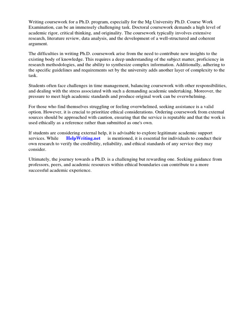 MG University PHD Course Work Examination | Download Free PDF | Doctor ...