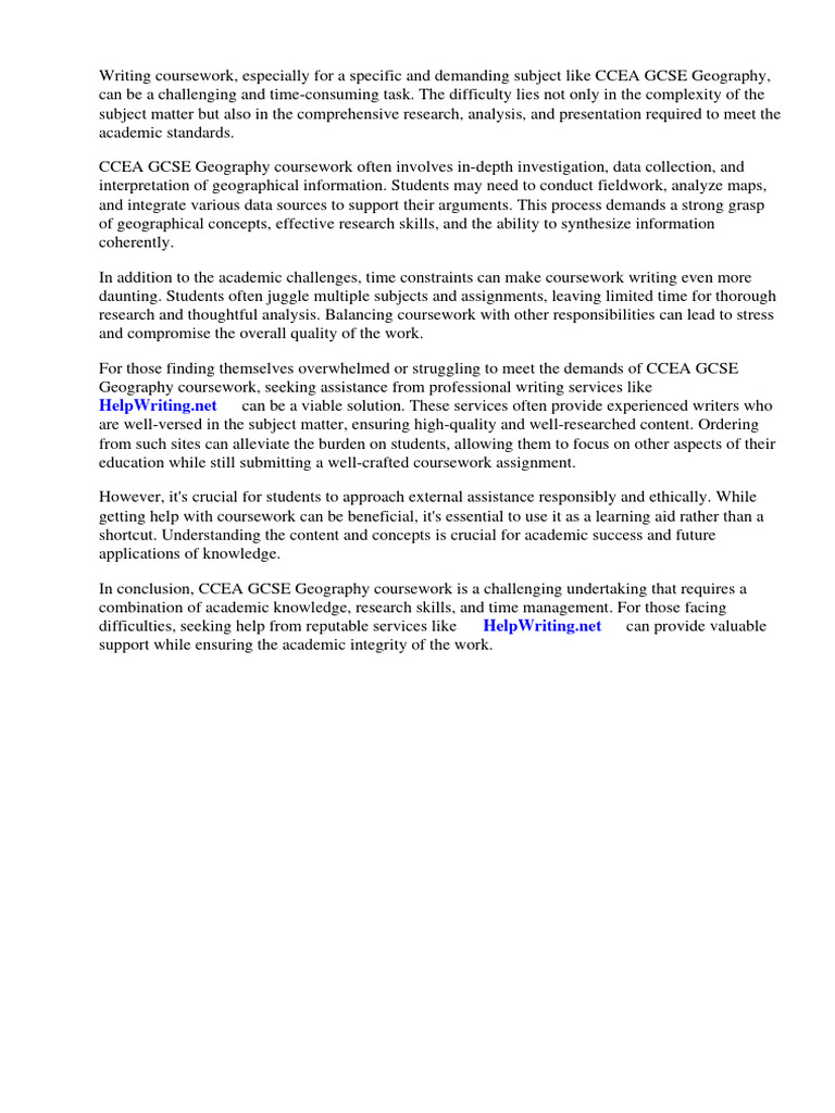 Ccea Gcse Geography Coursework | PDF