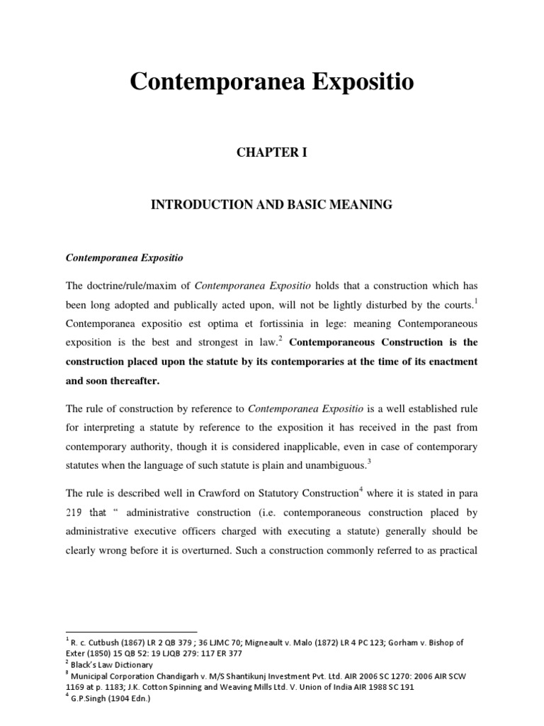 Contemporanea Expositio | Statutory Interpretation | Public Law