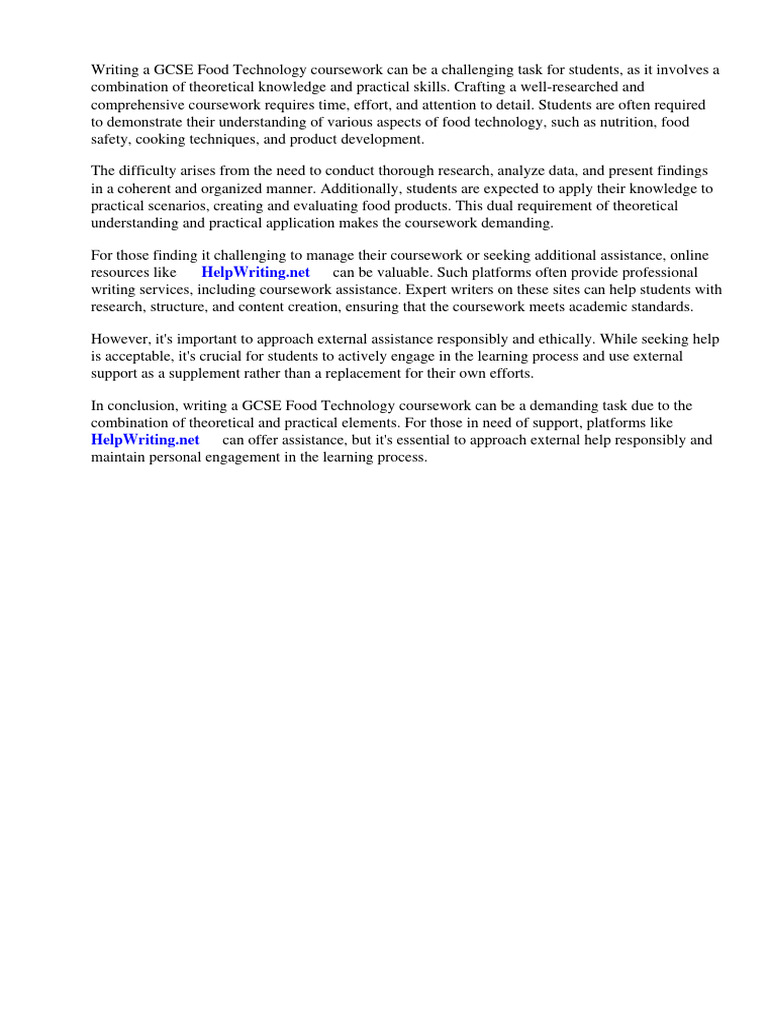 Gcse Food Technology Coursework Exemplars | PDF | Food And Drink ...