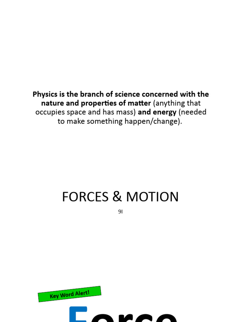 9I Forces & Motion Year 9 Notes | PDF | Force | Torque