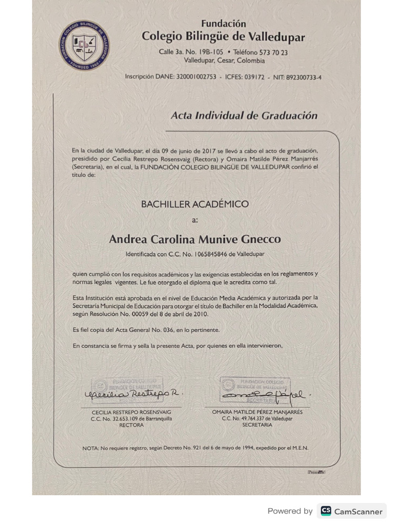 Acta de Grado Bachiller | PDF