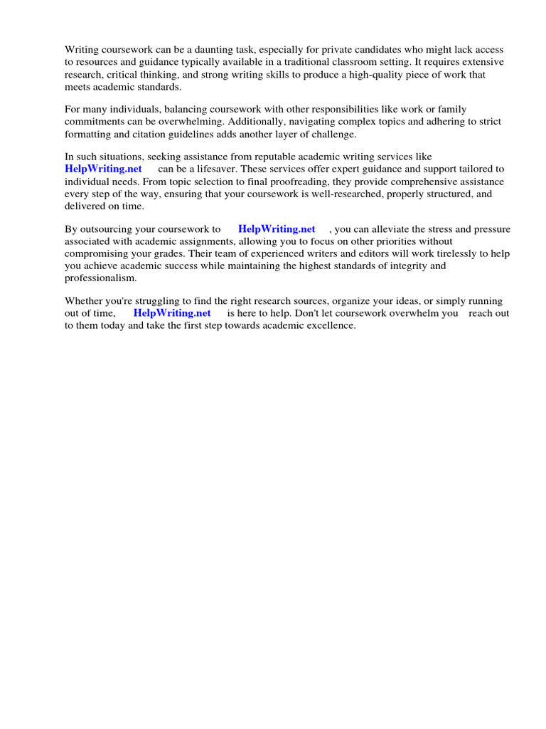 Coursework For Private Candidates | PDF | Student Assessment And ...