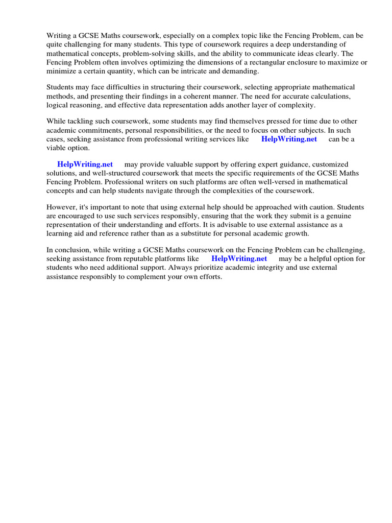 Gcse Maths Coursework Fencing Problem | PDF | Area | Triangle