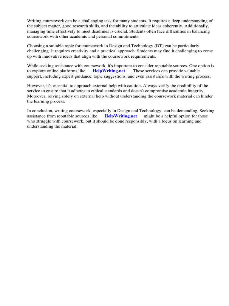 DT Coursework Ideas | PDF | Cognition