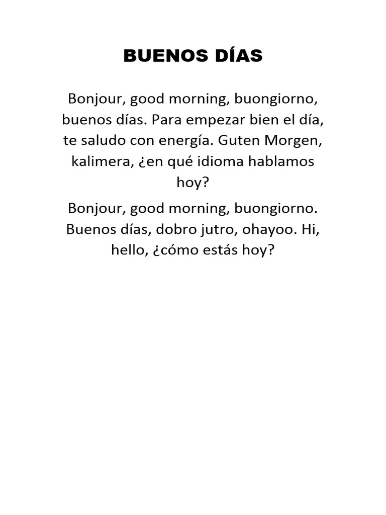 Buenos Días Canción | PDF