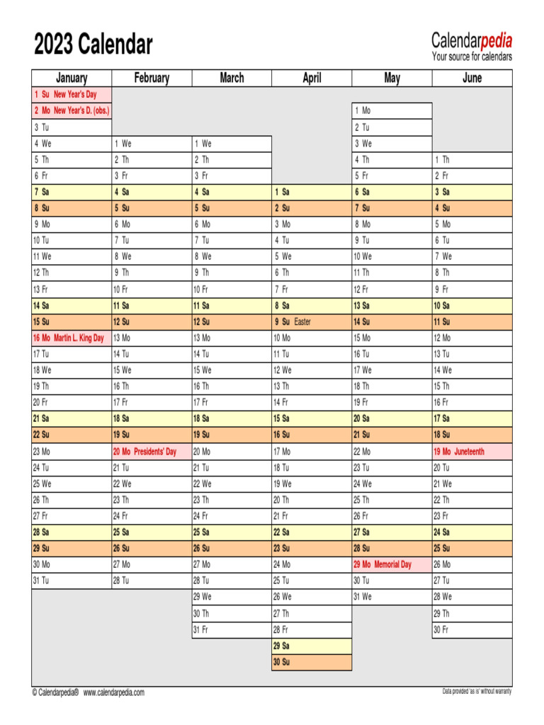 2023 Calendar Landscape 2 Pages Days Aligned | PDF