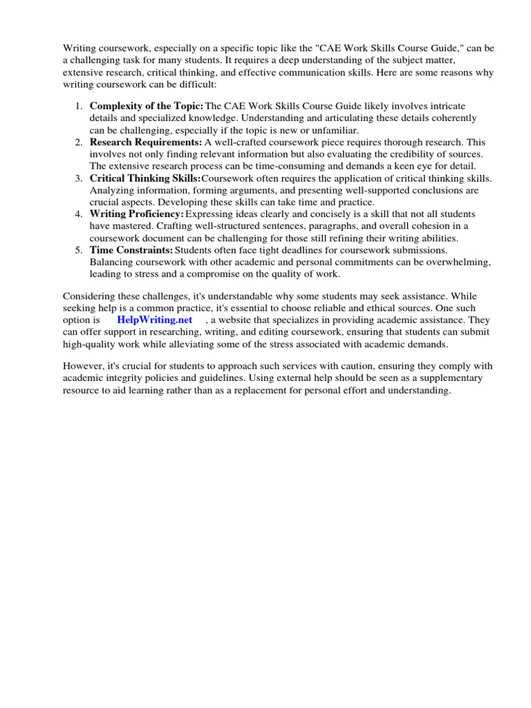 Cae Work Skills Course Guide | PDF Cae Work Skills Course Guide | PDF