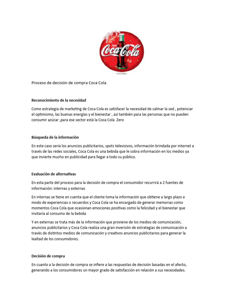 Proceso de compra de Coca Cola | PDF