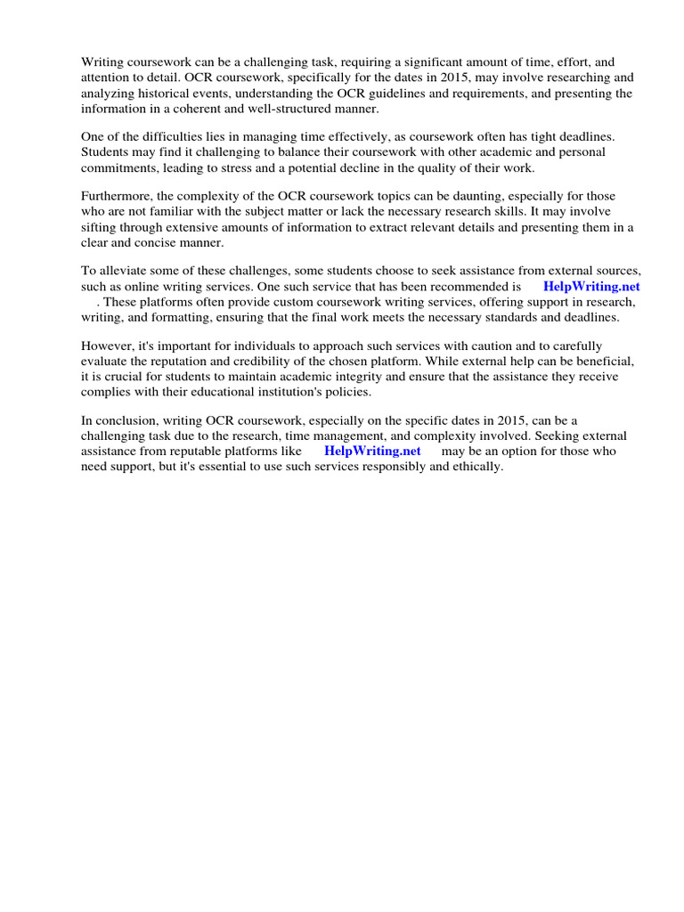 Ocr Coursework Dates 2015 | PDF | Gce Advanced Level (United Kingdom ...