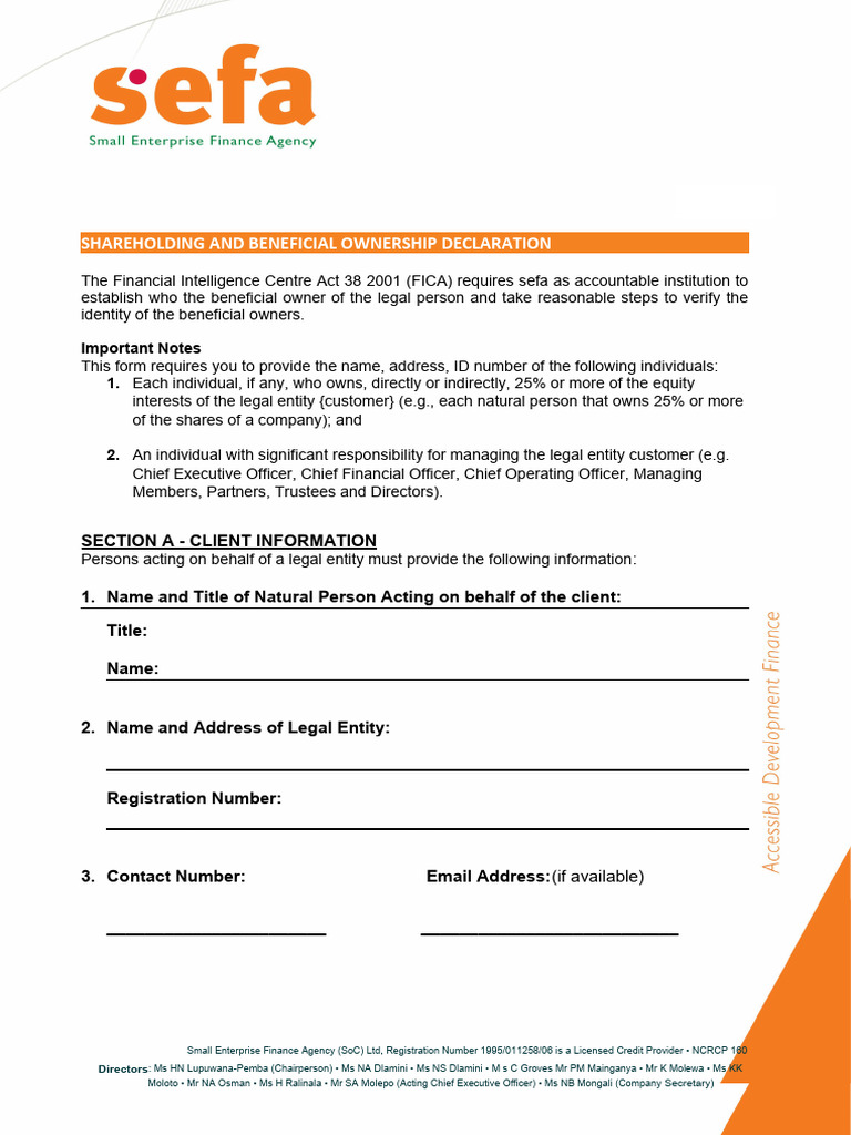 Ownership Declaration Form | PDF | Shareholders | Private Law