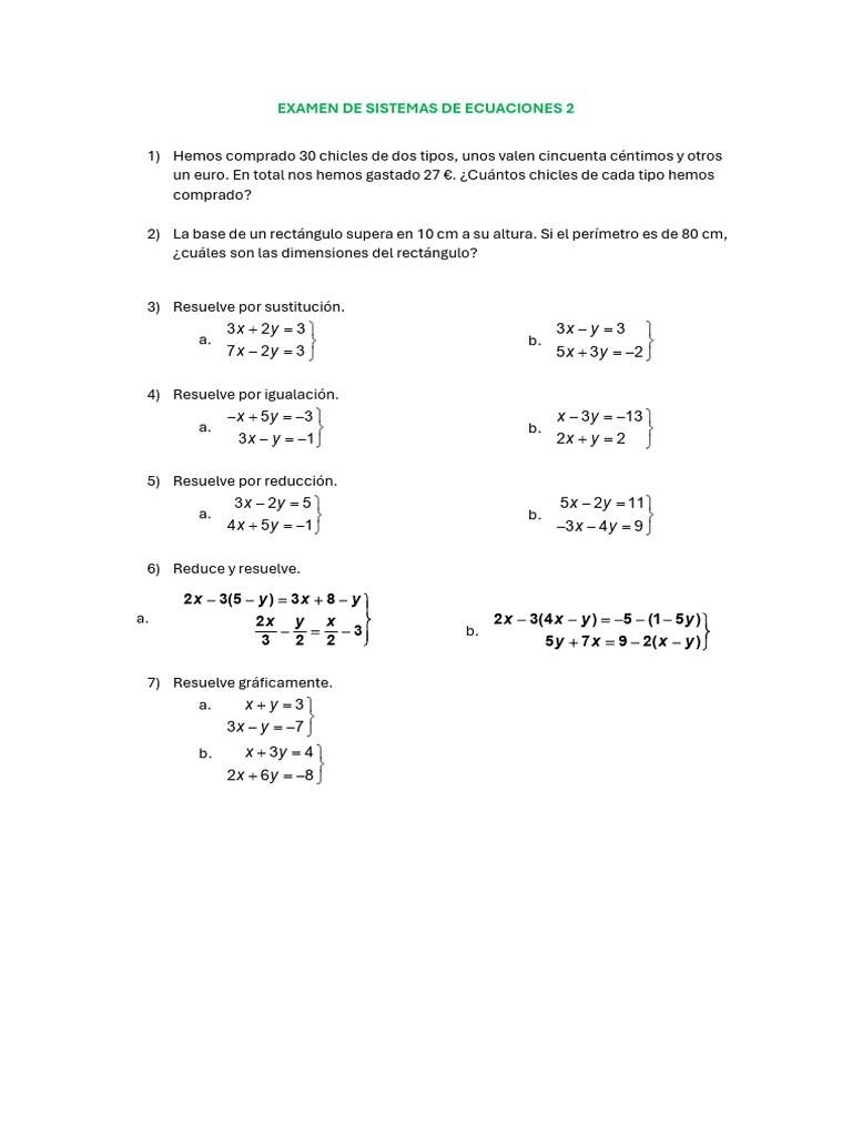 Ejercicios De Sistemas De Ecuaciones Pdf 9733