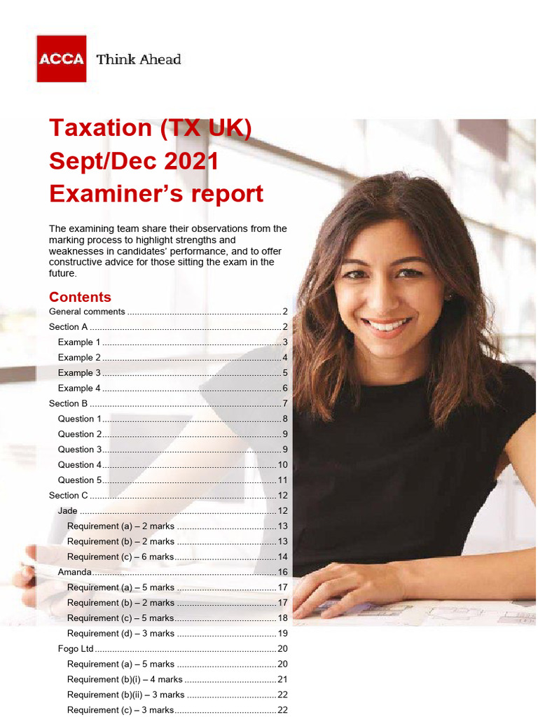 TX-UK Exam Report Sept/Dec 2021 | PDF | Value Added Tax | Taxes