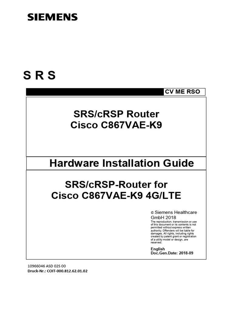 COIT-000.812.62.01.02 C867VAE-K9 CRSP Installation Guide | PDF | Digital Subscriber Line | Ip ...