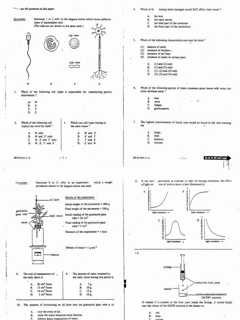 Paper 2 Biology 1986 Paper 2 | PDF