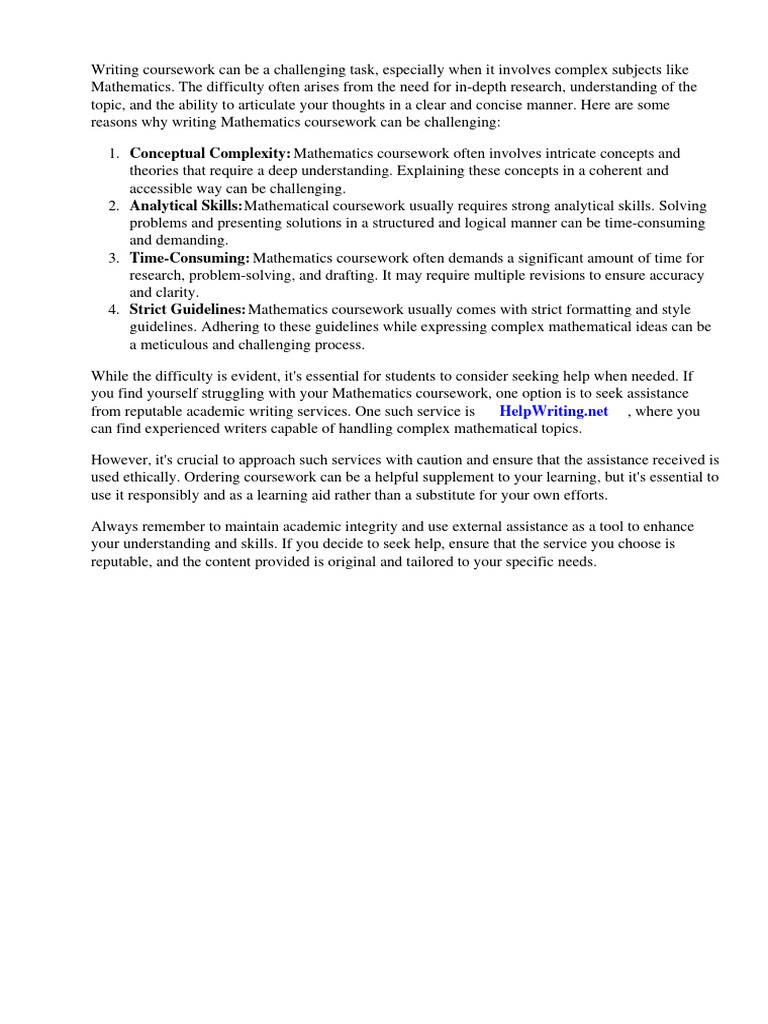 Introduction For Mathematics T Coursework 2013 | PDF | Mathematics ...