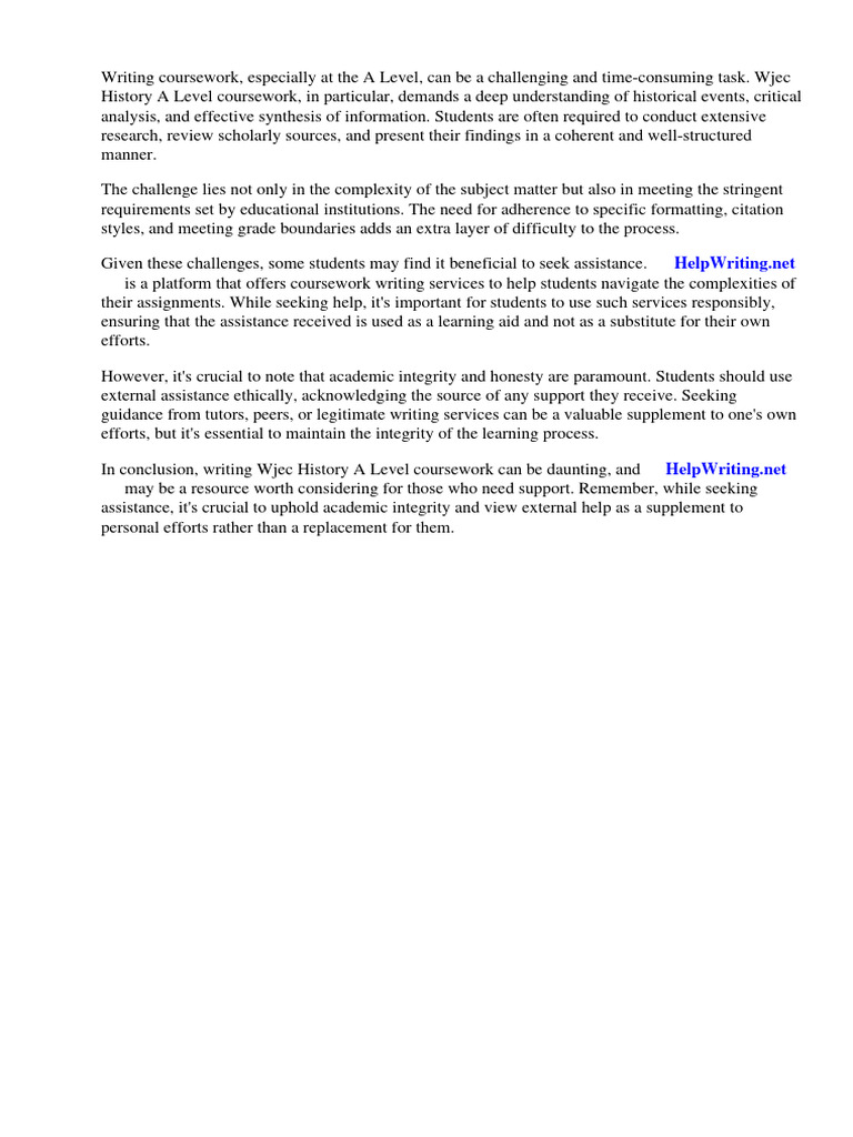 Wjec History A Level Coursework Grade Boundaries | PDF | Student ...