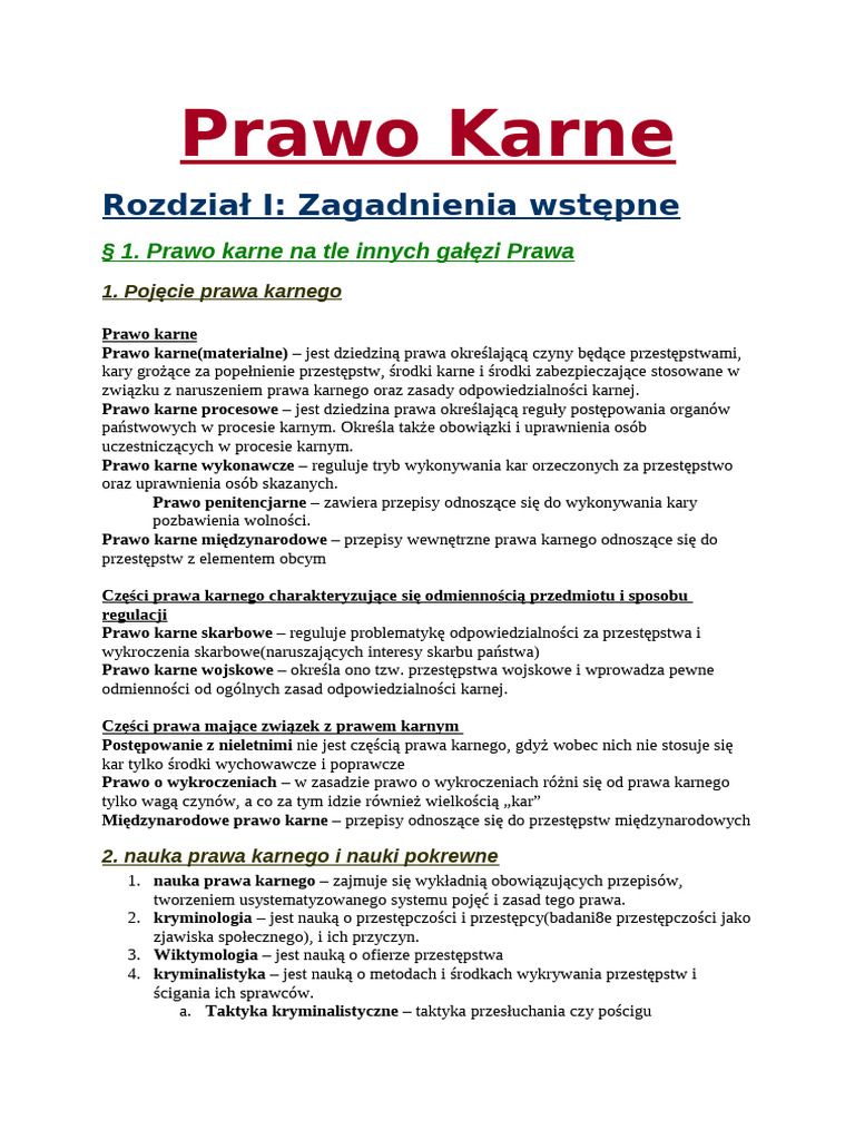 Notatek PL Prawo Karne Notatki Wyklady | PDF