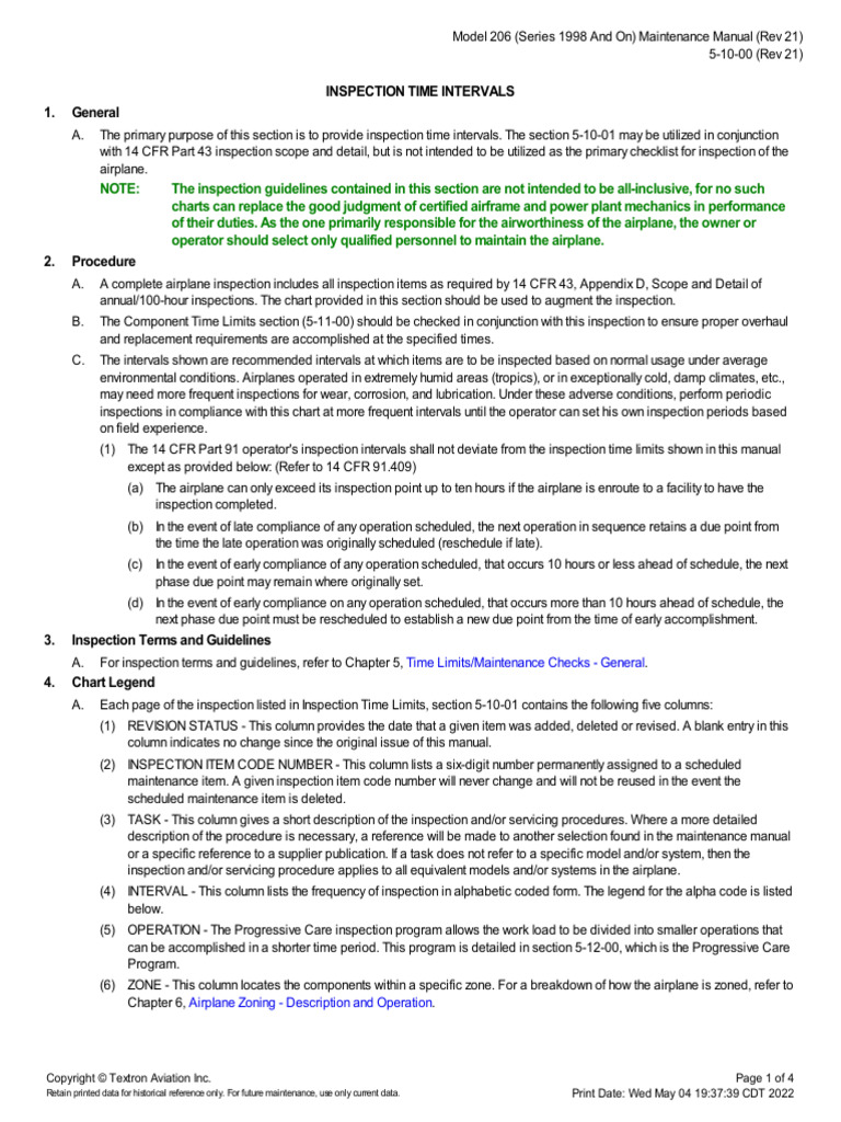 Inspection Time Intervals | PDF