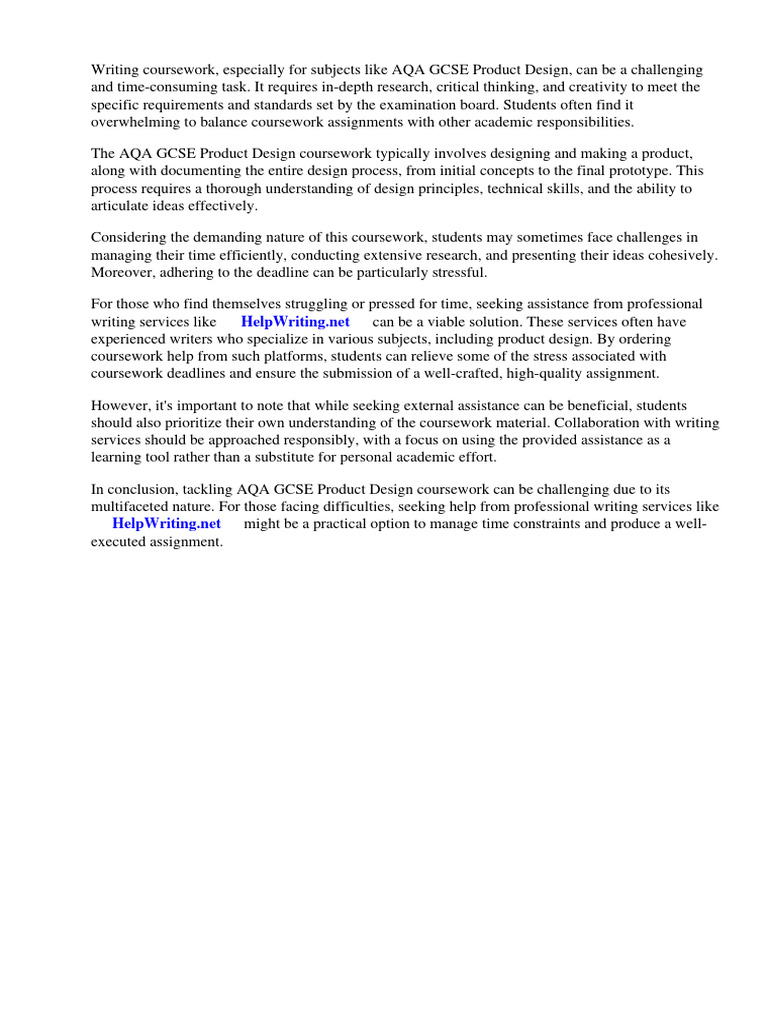 Aqa Gcse Product Design Coursework Deadline | PDF | Design ...