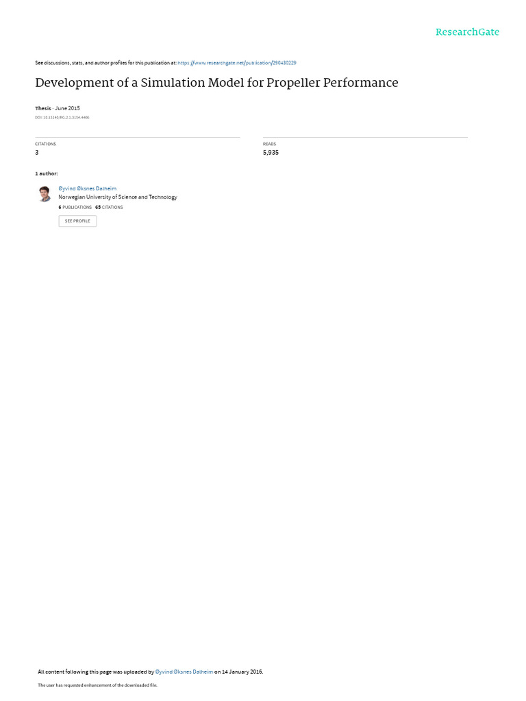 Developmentofa Simulation Modelfor Propeller Performance | PDF | Propeller | Lift (Force)
