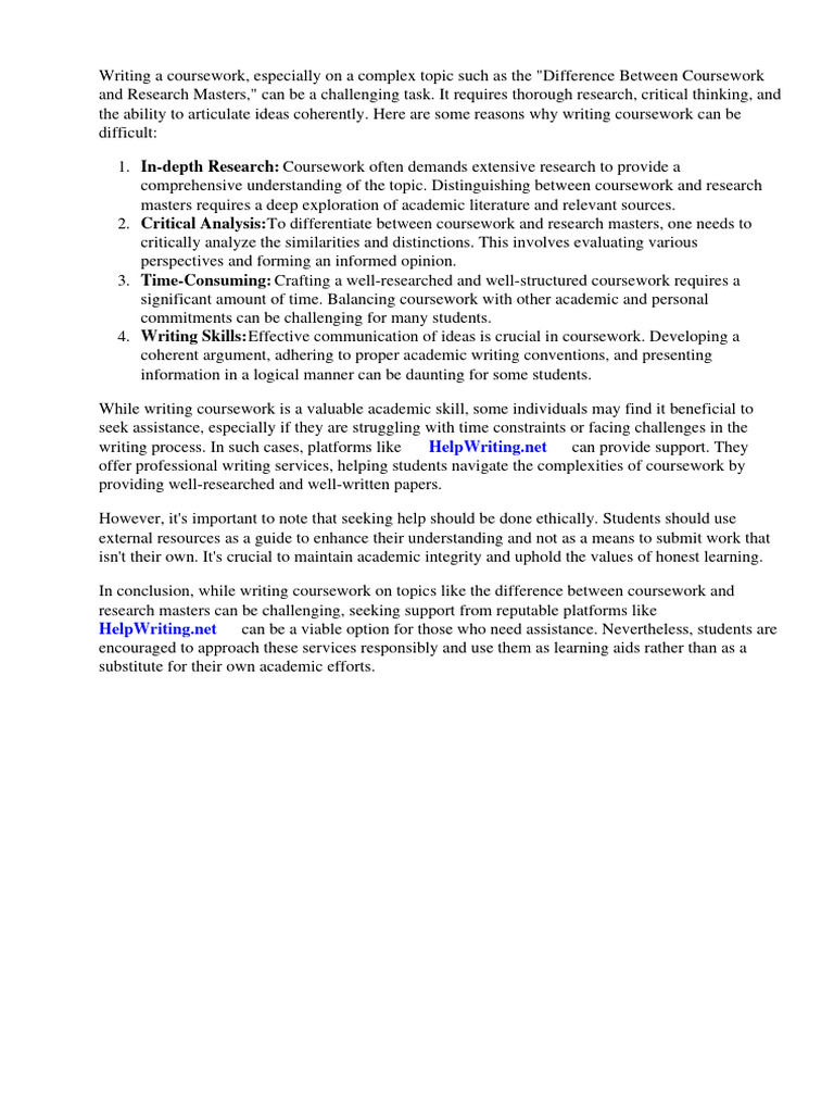 Difference Between Coursework and Research Masters | PDF | Thesis ...