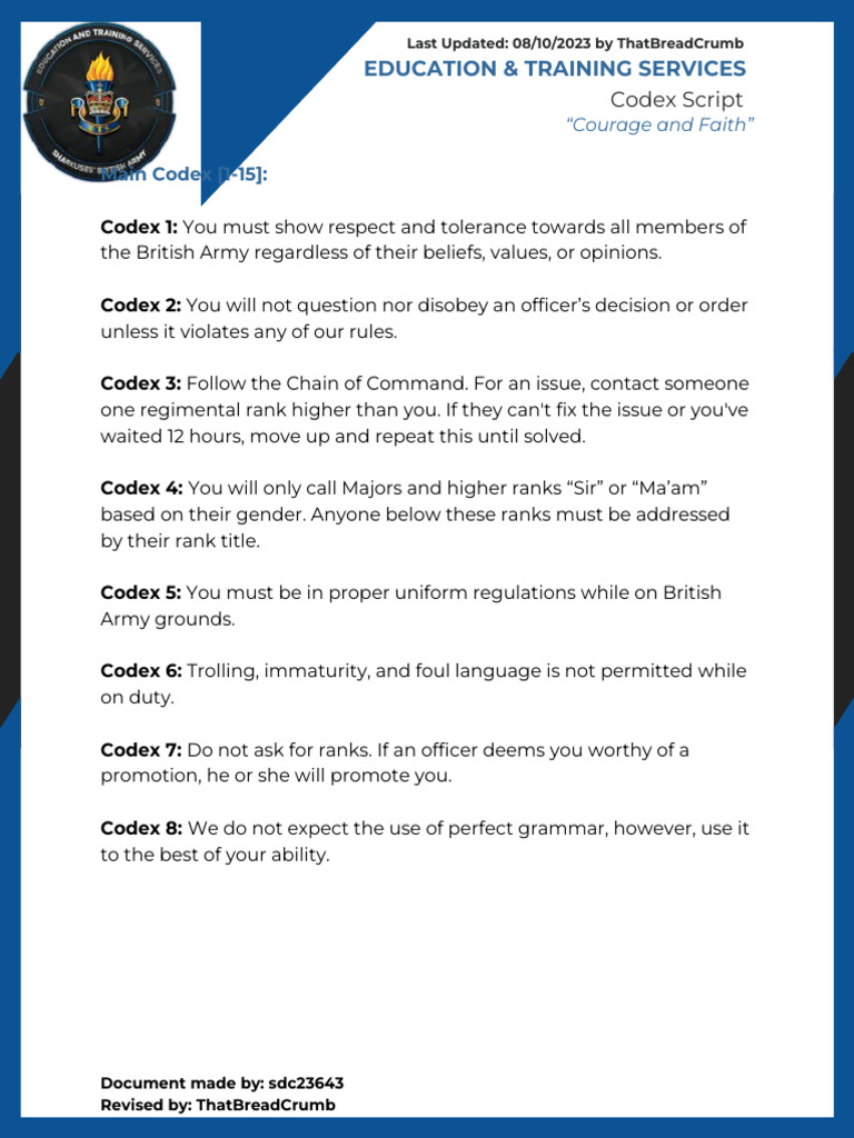 British Army Conduct Guidelines | PDF