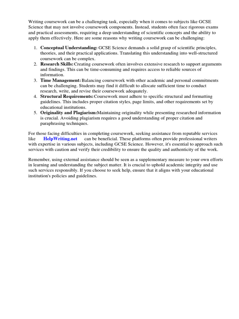 Gcse Science No Coursework | PDF | Science