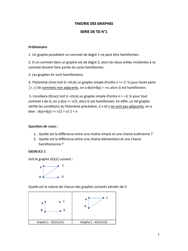 Enoncé TD N°1 Théorie Des Graphes | PDF | Mathématiques | Concepts mathématiques