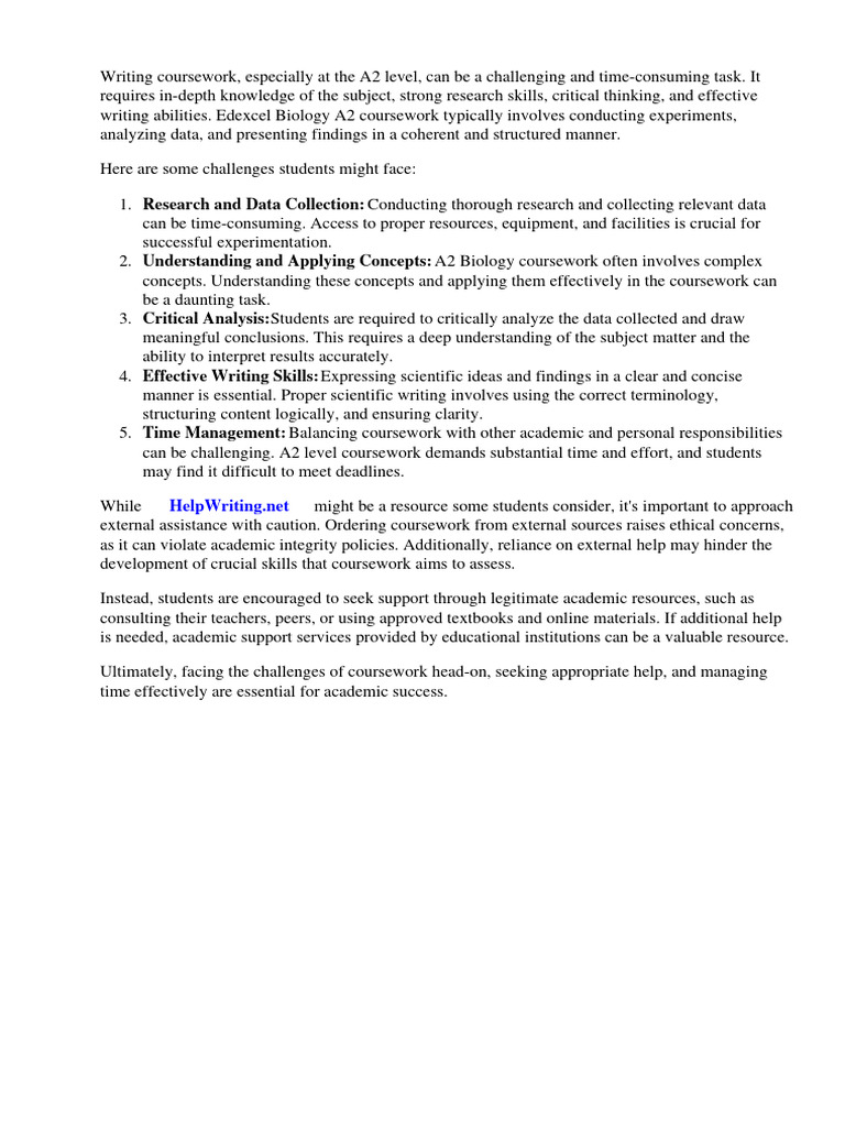 Edexcel Biology A2 Coursework Ideas | PDF | Critical Thinking
