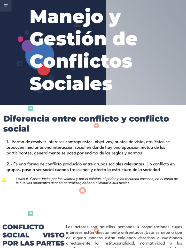 Manejo y Gestion de Conflictos Sociales | PDF | Conflicto (proceso) | Conflicto social