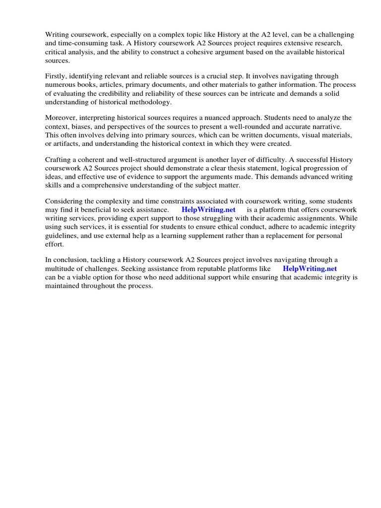 History Coursework A2 Sources | PDF | Primary Sources | Critical Thinking