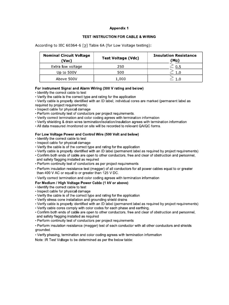IEC 60364-6 - Edic.2 (2017) - Tabla 6A | PDF