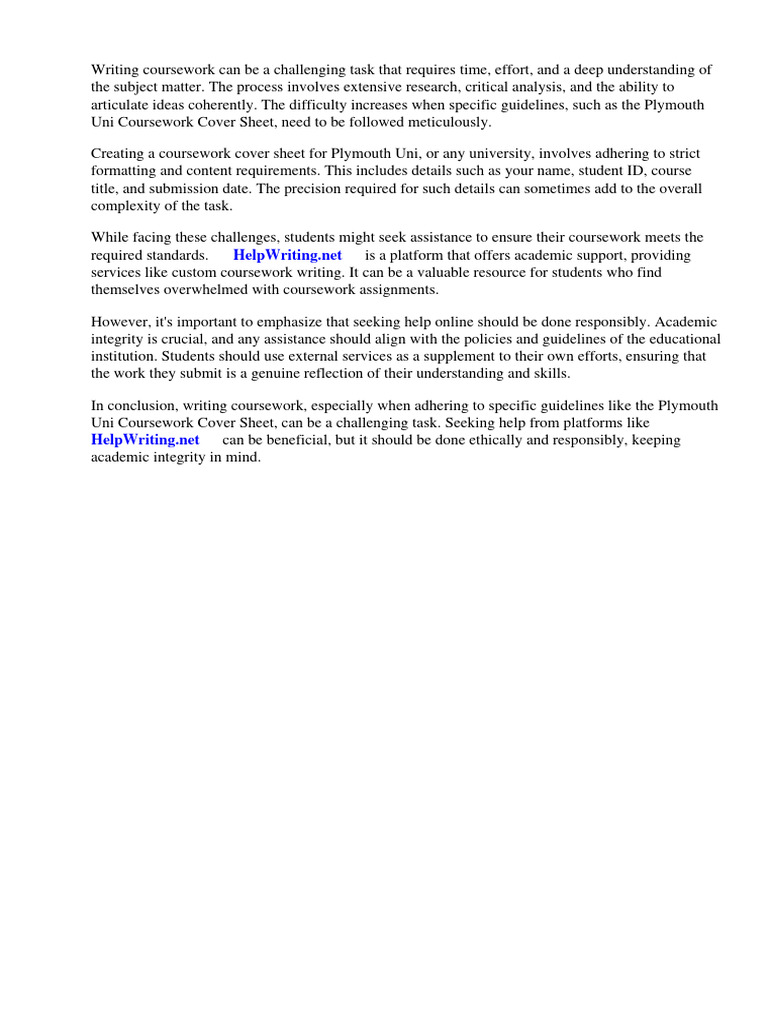 Plymouth Uni Coursework Cover Sheet | PDF | Big Data | Employment