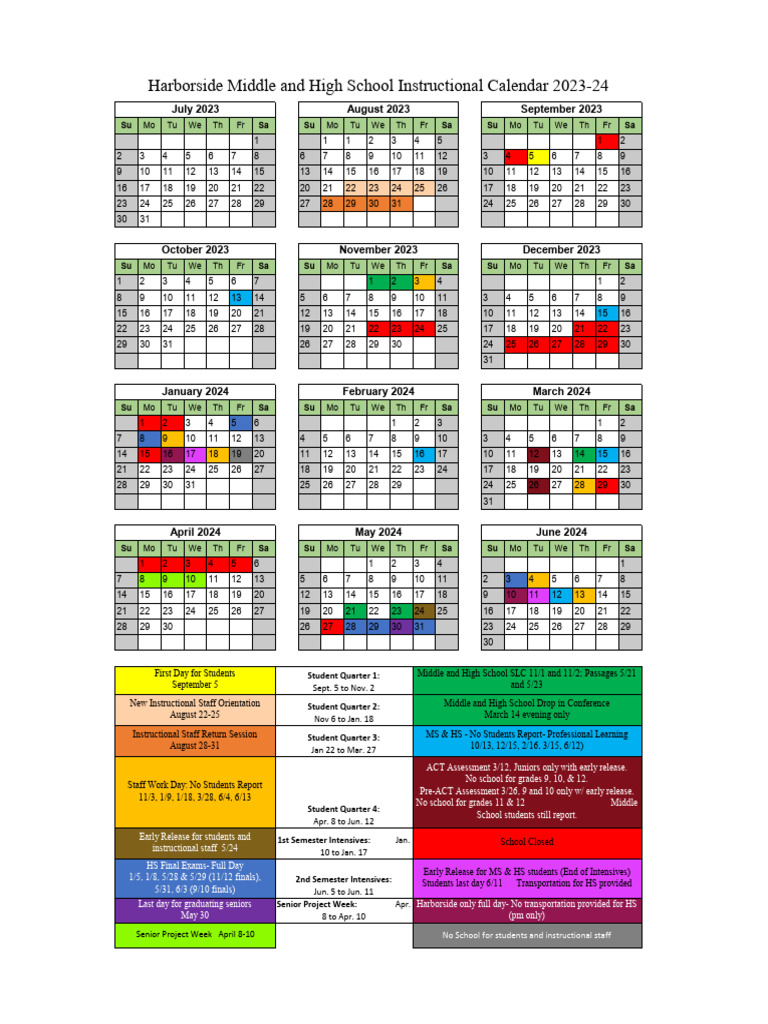 Harborside Middle School Calendar 2023-24 | PDF | Schools | Educational ...
