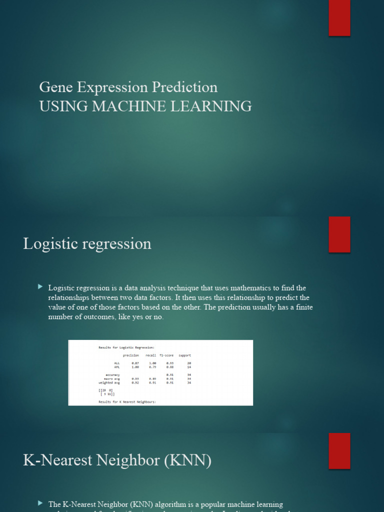 Gene Expression Prediction Using Machine Learning Project Presentation | PDF | Support Vector ...