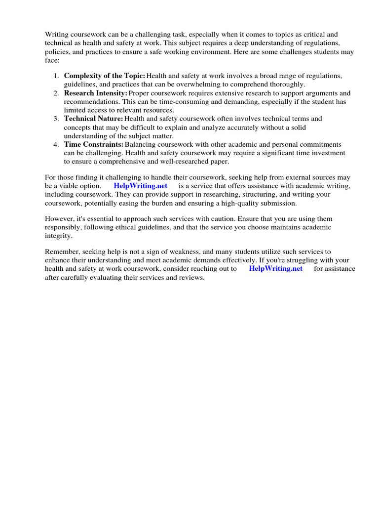 Health & Safety Coursework Challenges | PDF | Business