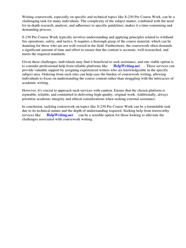 S-230 Pre Course Work | PDF | Sales | Information